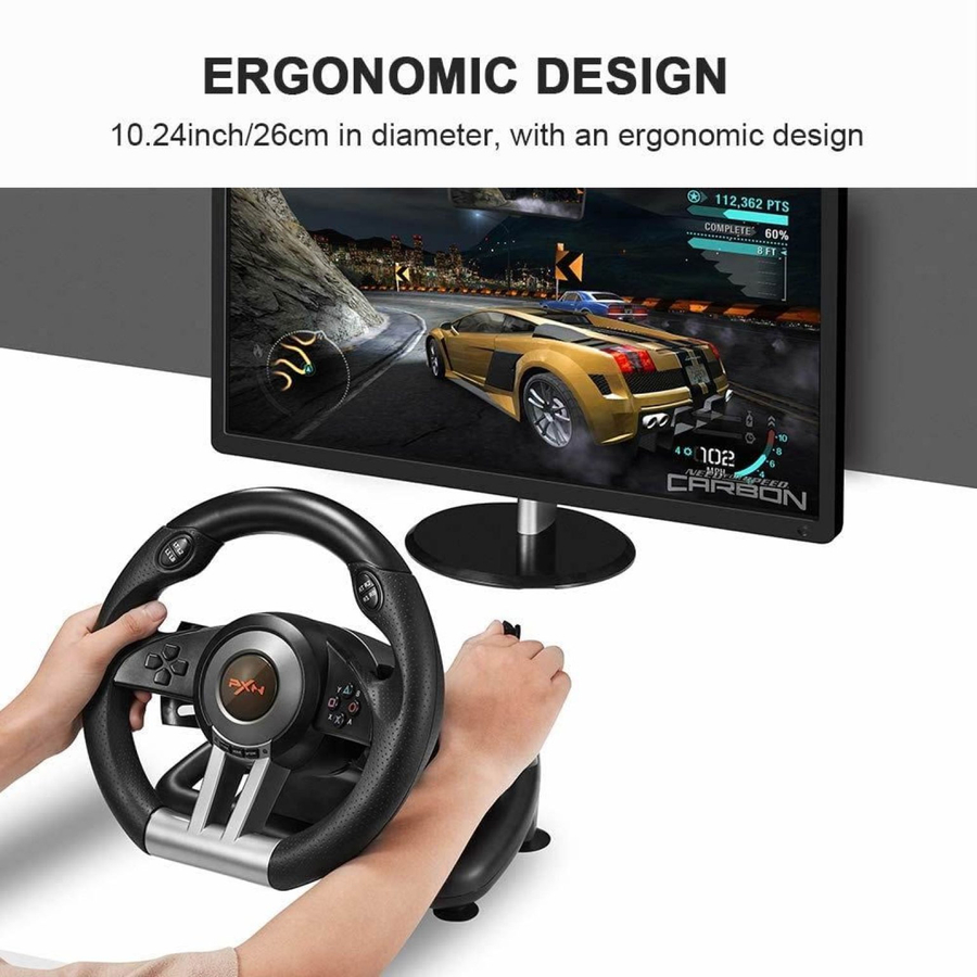 USB Racing Gaming Steering Wheel And Gear, Pedal Set – PXN-V3 pro ...