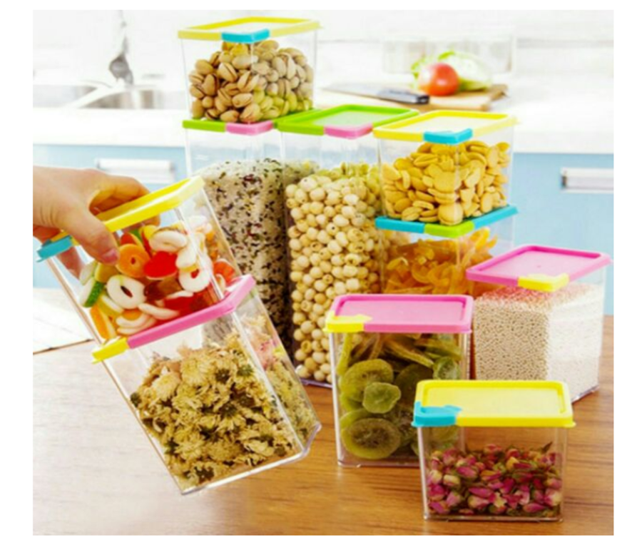 6 Pcs Stackable & Space - Savvy Pocket Block Containers - Multi Junction