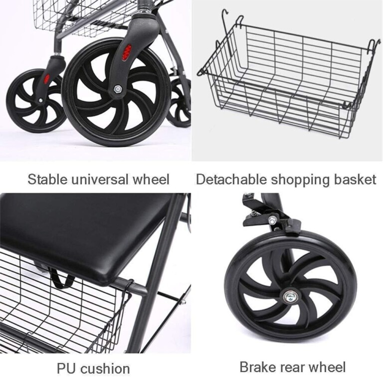 Folding Rolling Walking Frame with Padded Seat – Multi Junction